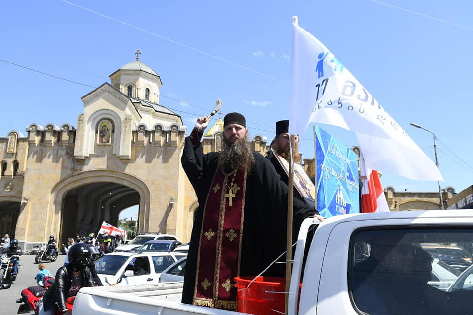 Clergymen blessing streets and population of Tbilisi